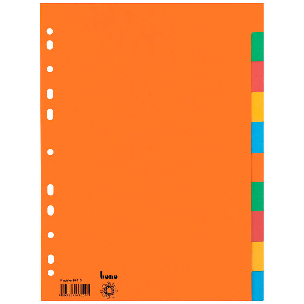 bene Register blanko aus Karton farbig A4 10-teilig - 5er Pack
